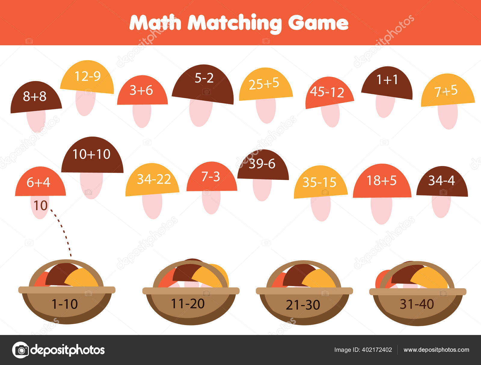 Mathematics Equation Children Educational Game Match Objects Numbers ...