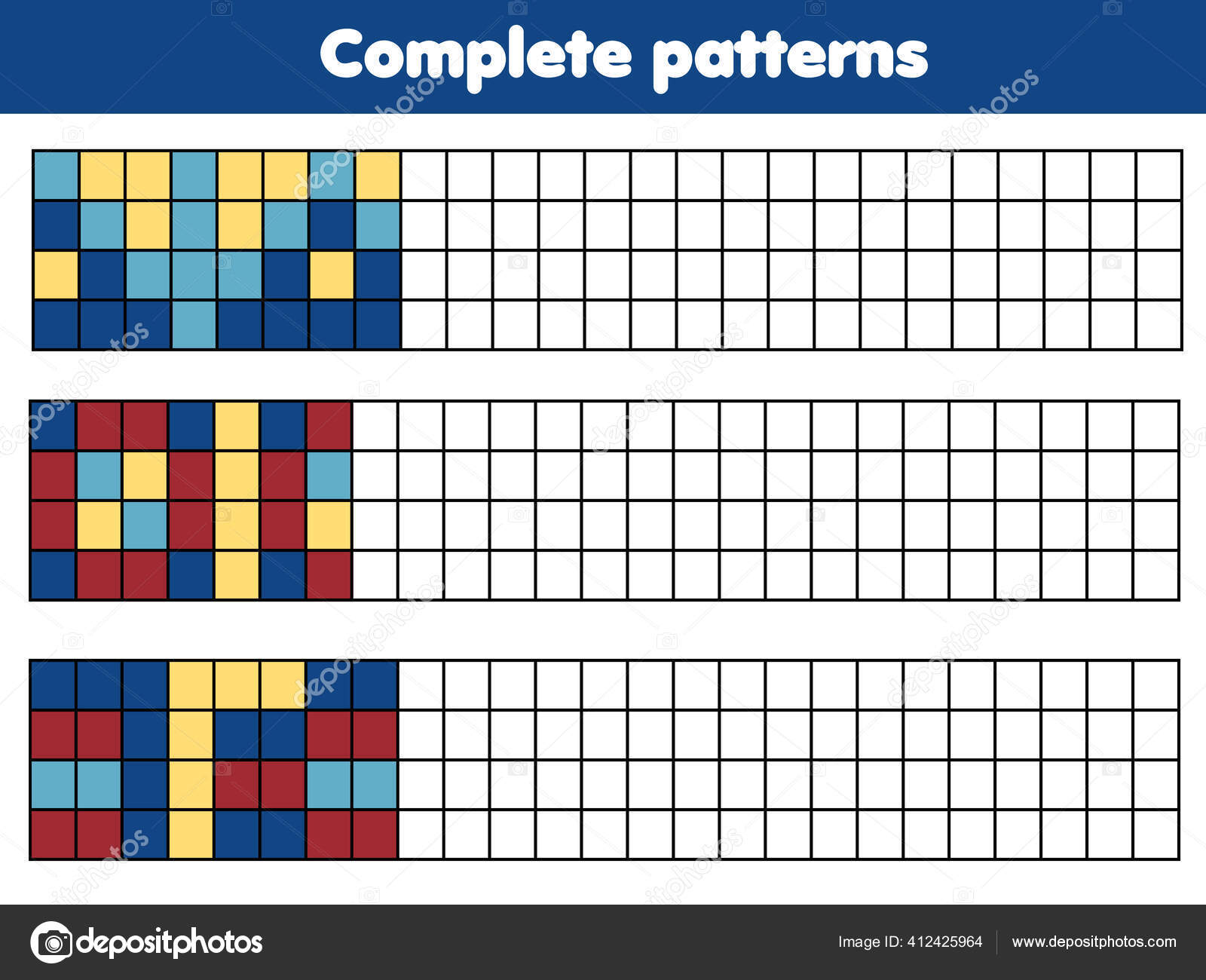 Complete Geometric Patterns Grid Educational Game Children Drawing ...