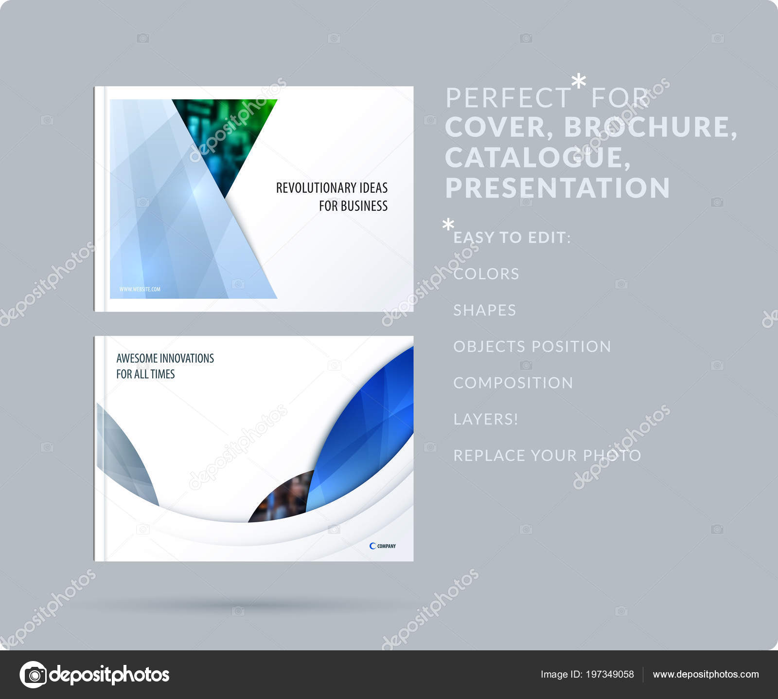 Material design style presentation template with colourful rectangles ...