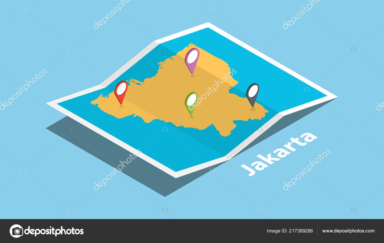 Explore Jakarta Maps Isometric Style Pin Location Tag Top Vector Stock ...