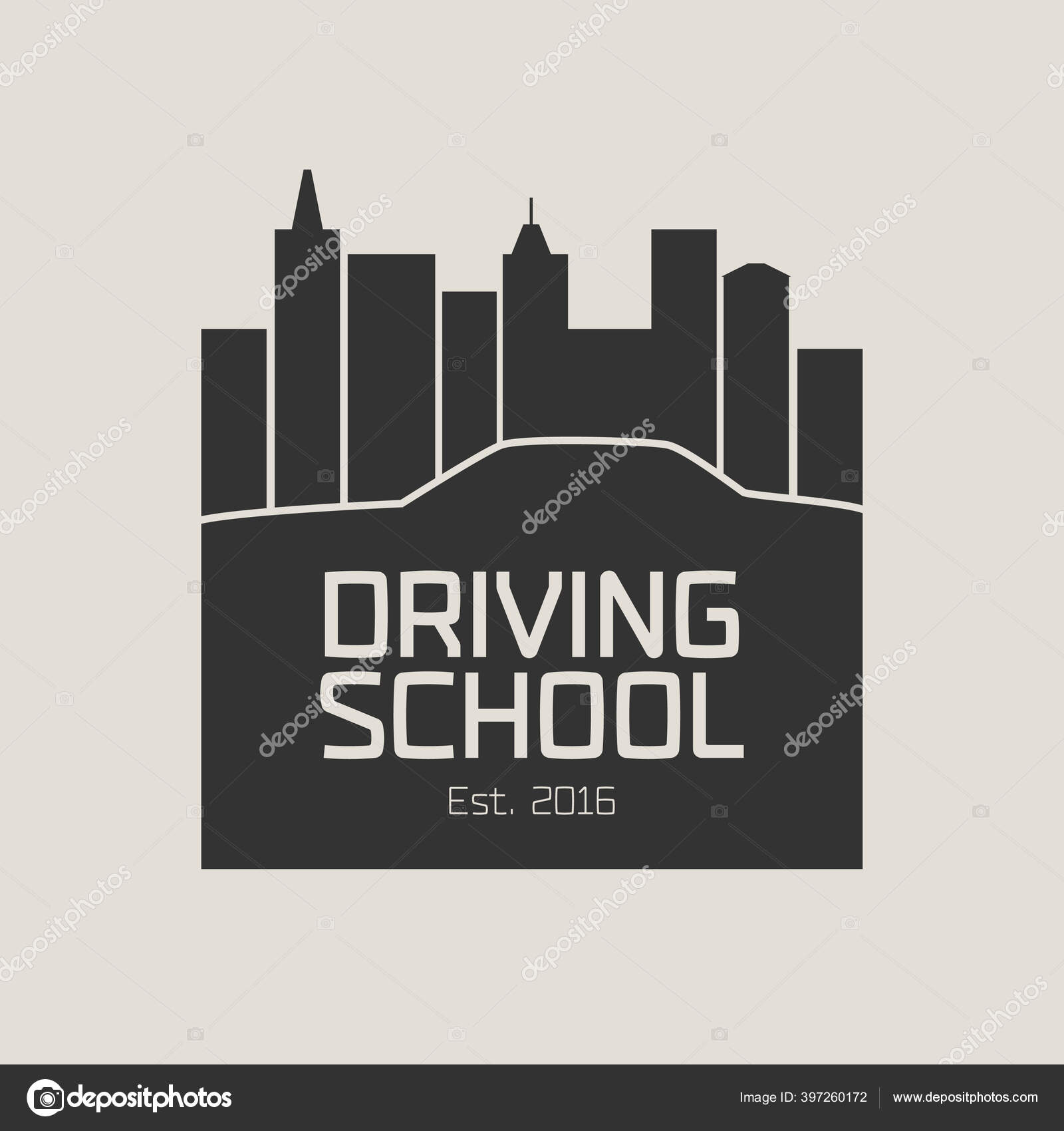Driving License School Vector Logo Sign Emblem Car Driving Streets ...