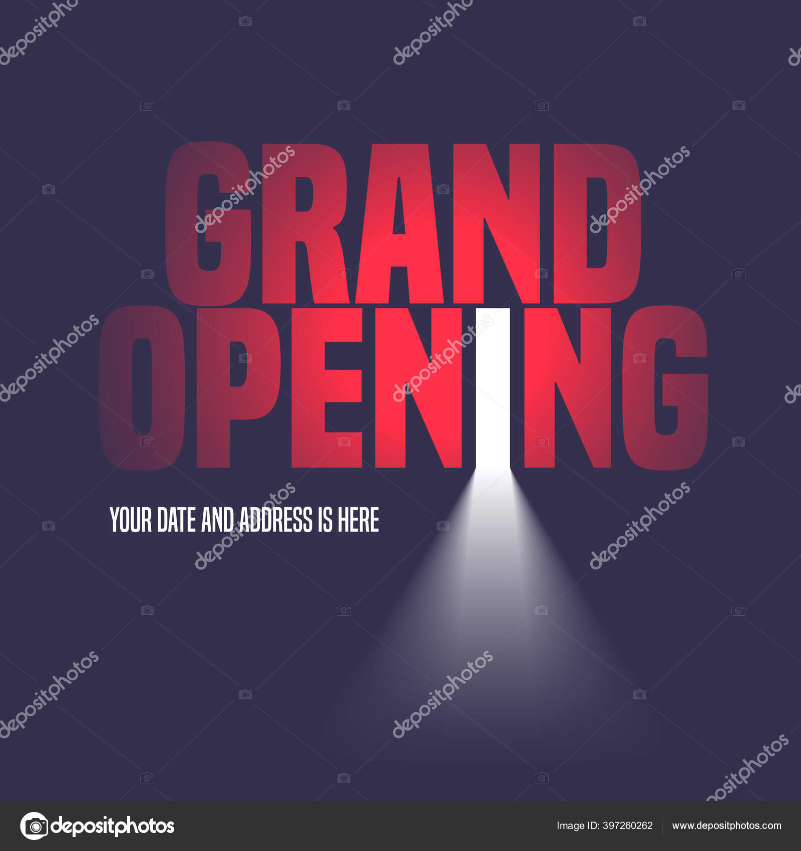 Grand Opening Vector Illustration Background Open Door Light Lettering ...