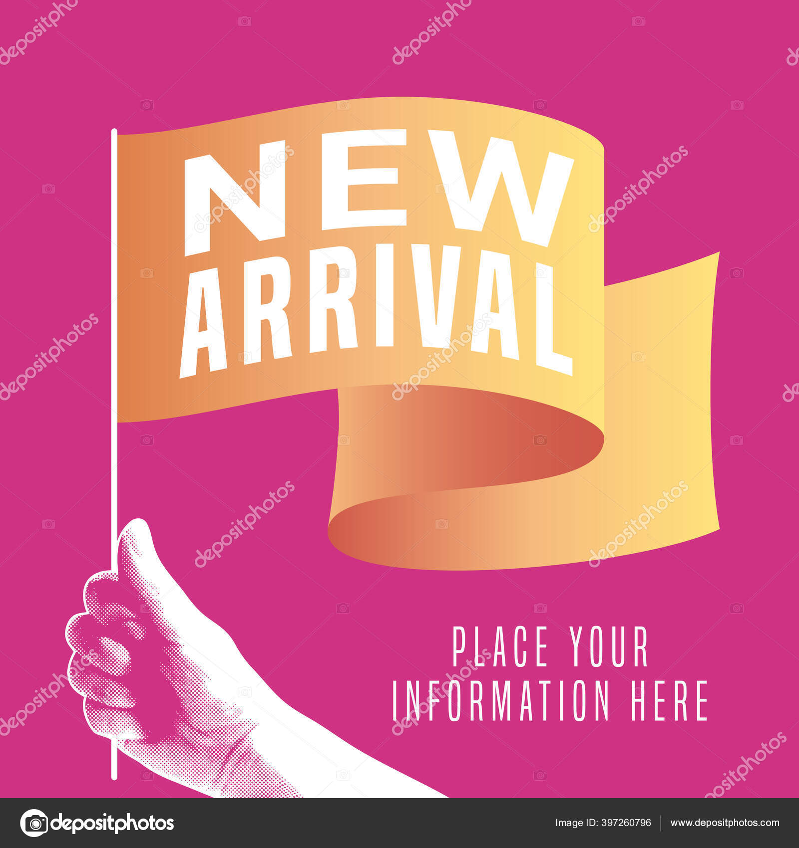 New Arrival Vector Illustrationwith Flag Retail Stores Promotion Banner ...