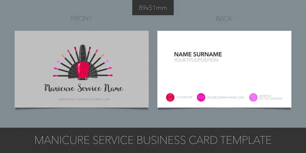Manicure, nail service vector business card template with corporate ...