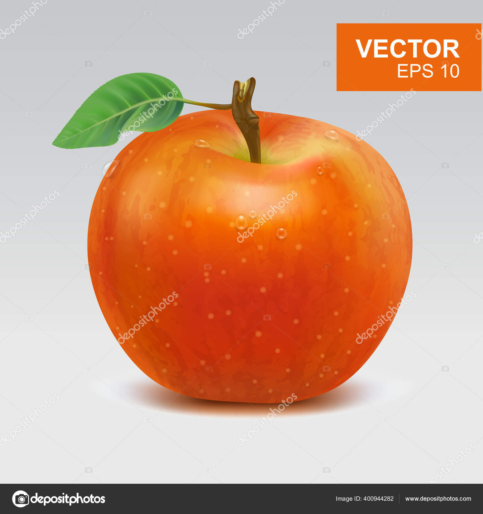 Realistic Red Apples Vector Illustration Icon Whole Apple Leaf Water ...