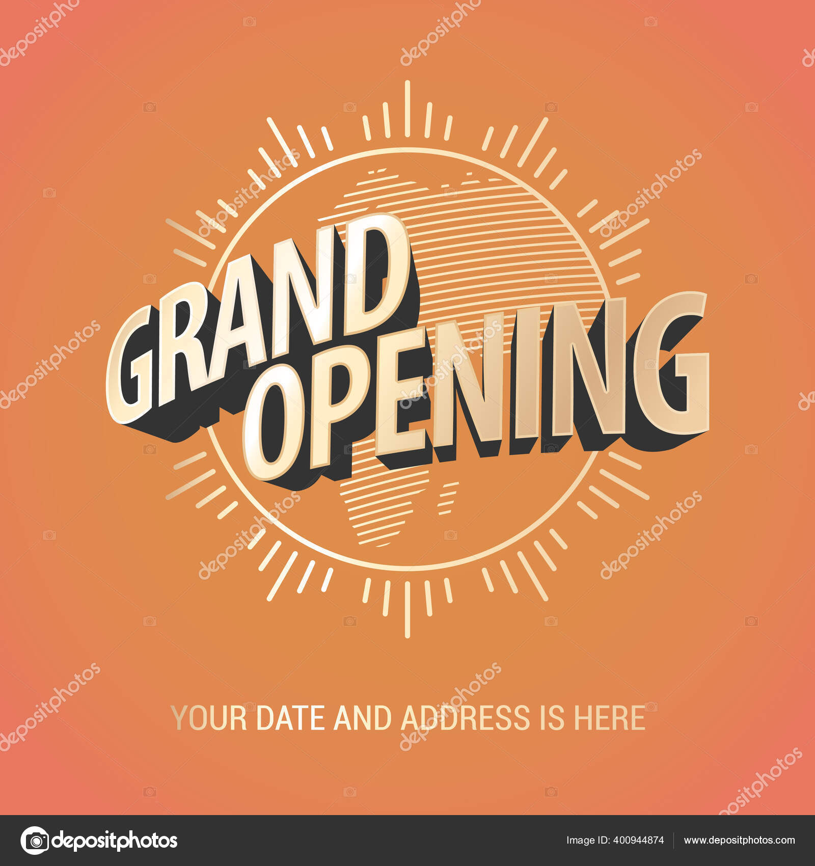 Grand Opening Vector Banner Nonstandard Design Element Gold Color ...