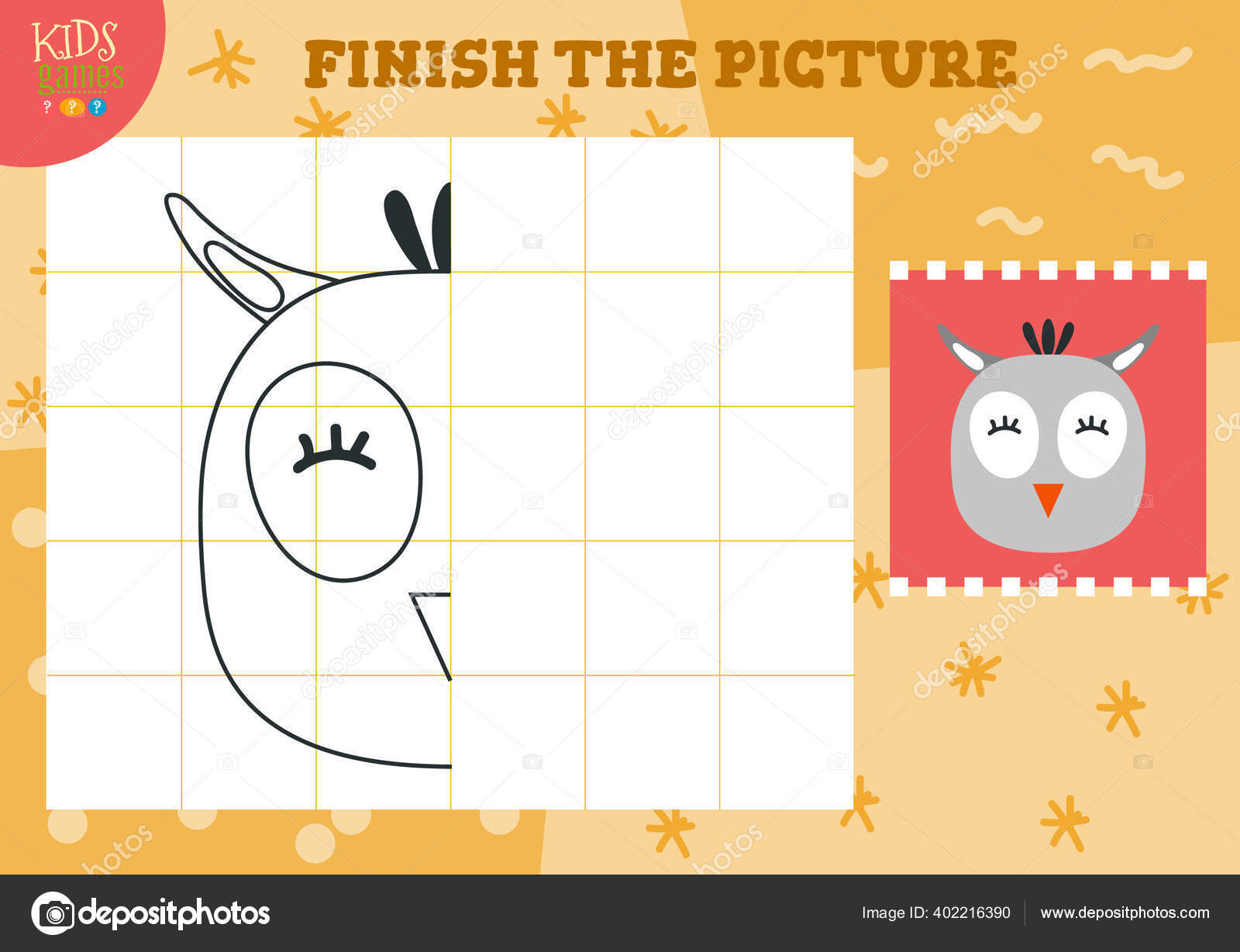 Copy Complete Picture Vector Game Illustration Preschool Kids Activity ...