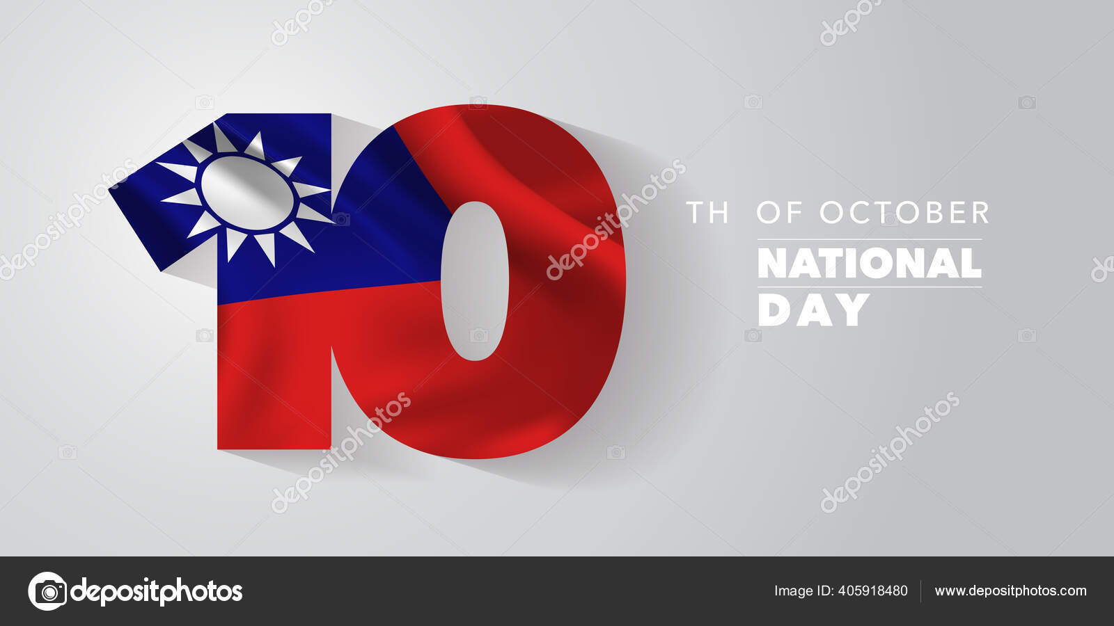 Taiwan Happy National Day Greeting Card Banner Vector Illustration ...