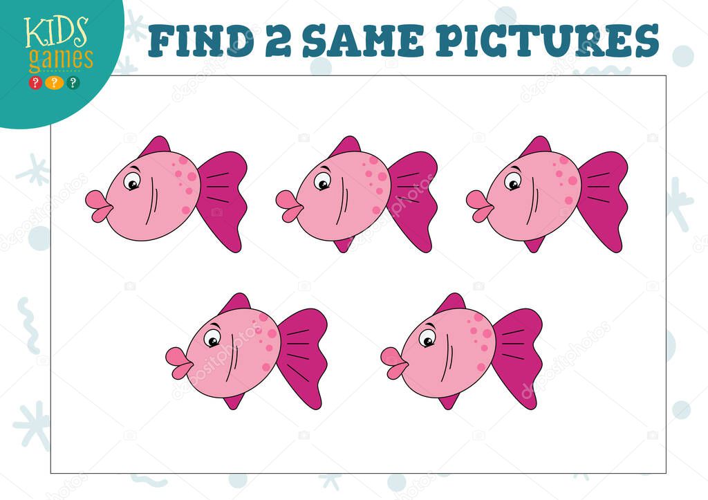 Encontrar dos mismas imágenes niños juego ilustración vectorial ...