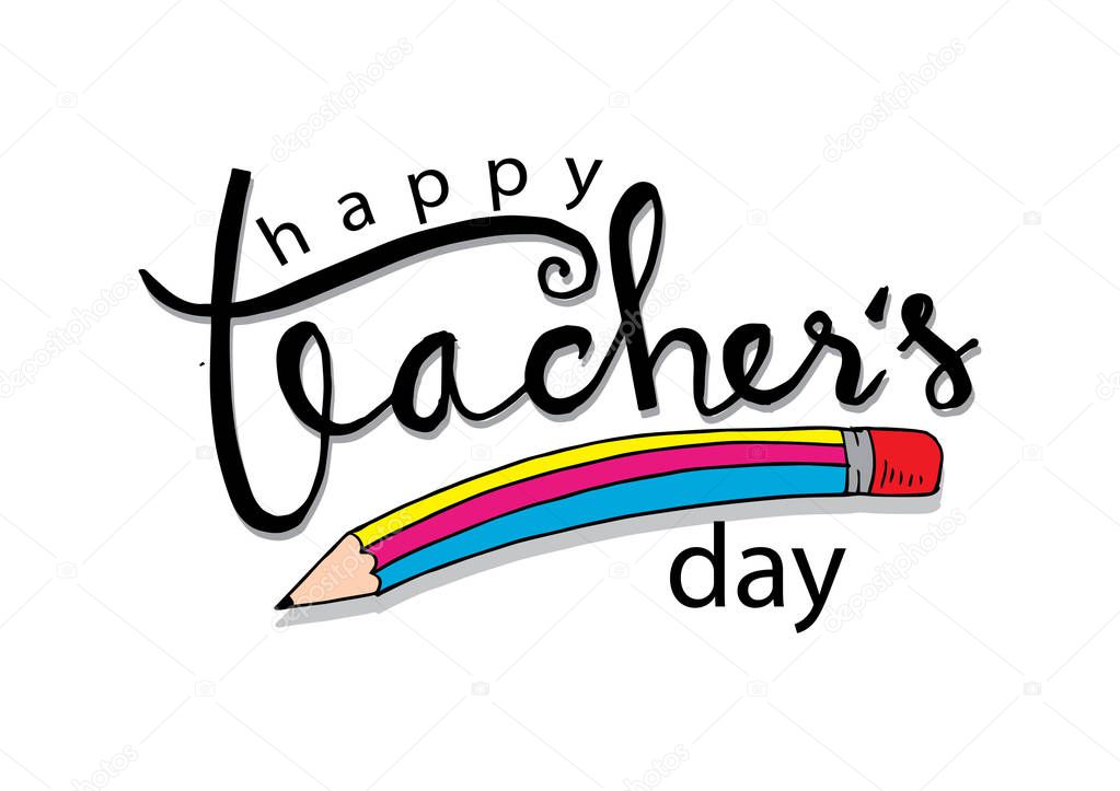 Feliz Día Del Maestro Letras Mano Para Tarjeta Felicitación — Foto de ...