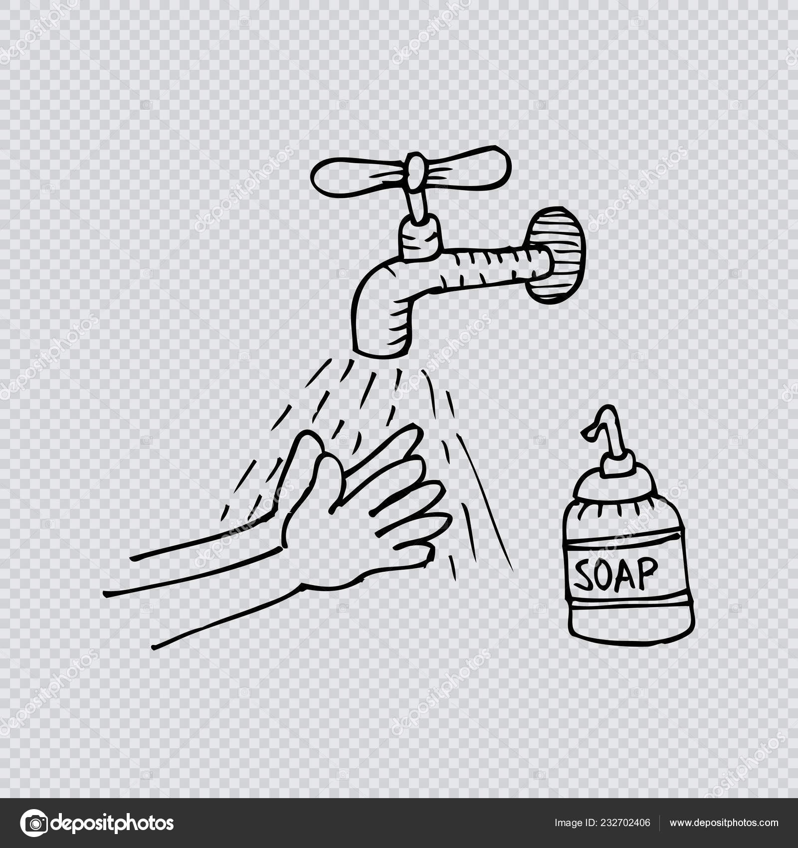 Images Hand Wash Drawing Hand Wash Hand Drawing Illustration — Stock