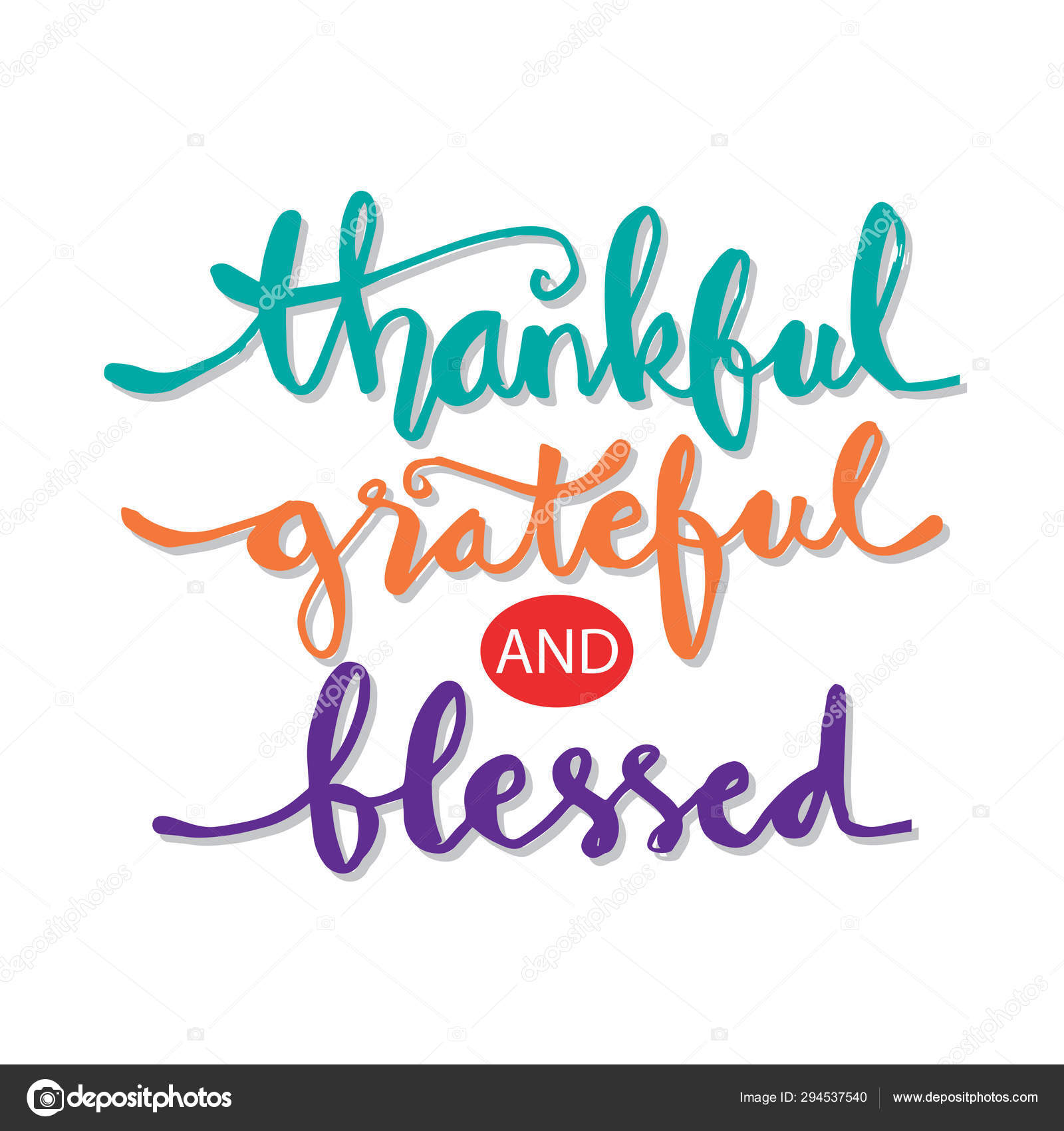 Thankful Grateful Blessed Lettering — Stock Vector © Handini #294537540