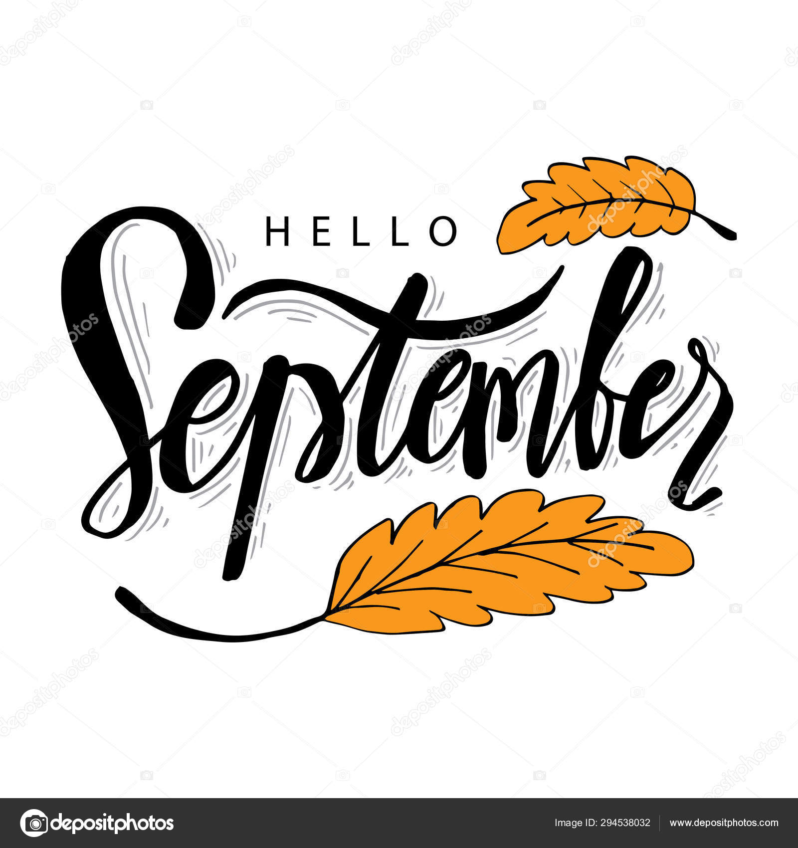 Hola Septiembre Mano Letras Caligrafía Vector de stock por ©Handini ...