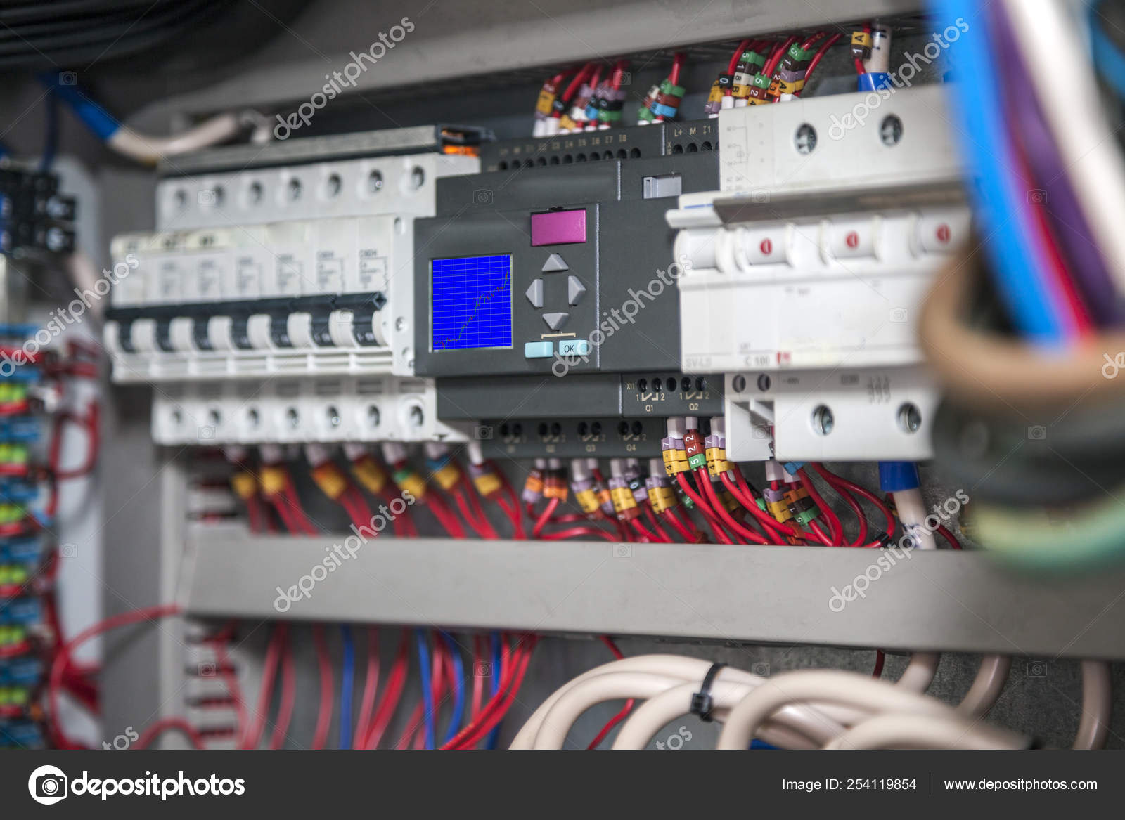 Cabling connection of power electric line in industrial distrib Stock ...