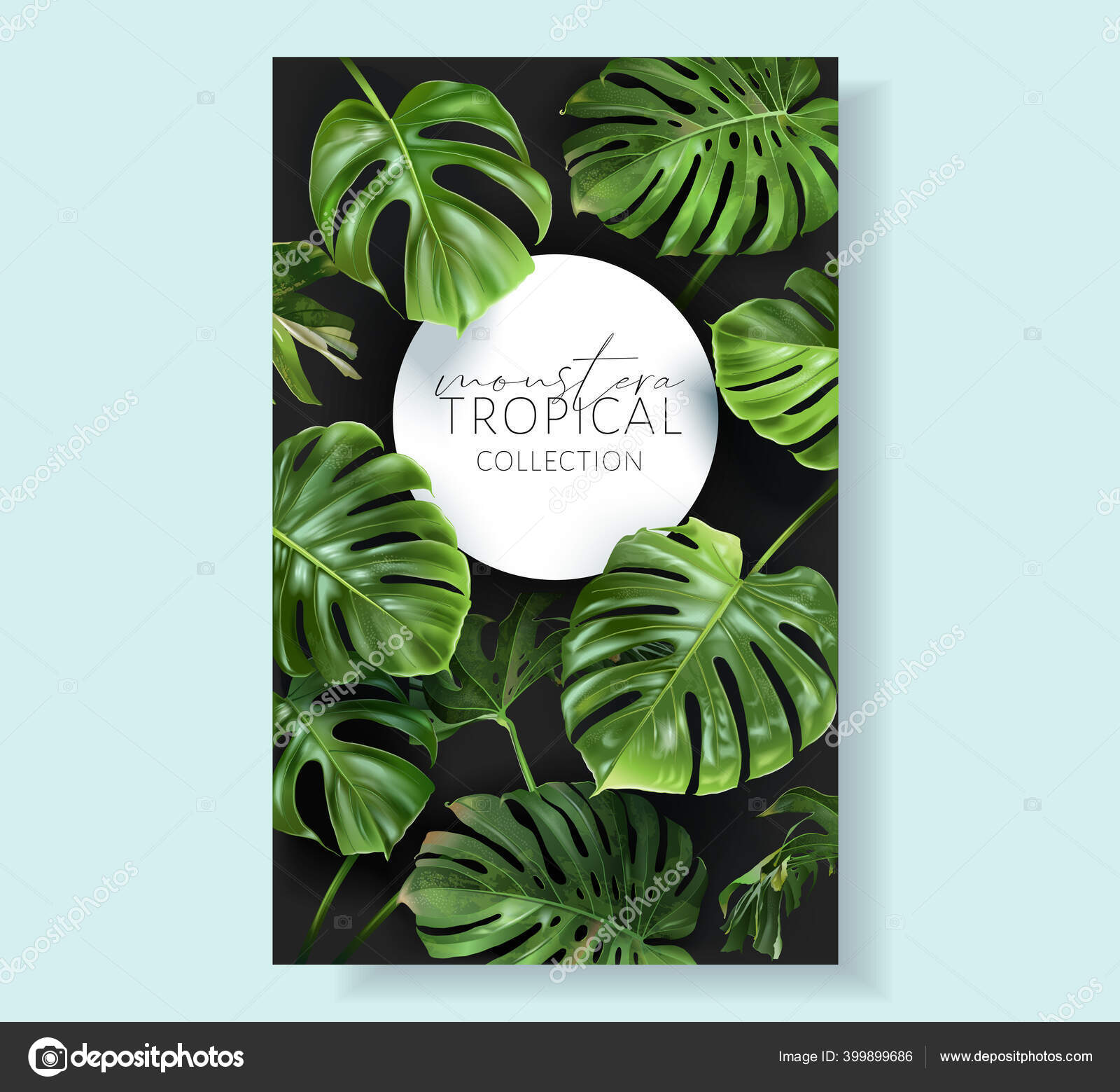 Vector monstera frame with green tropical leaves Stock Vector by ...
