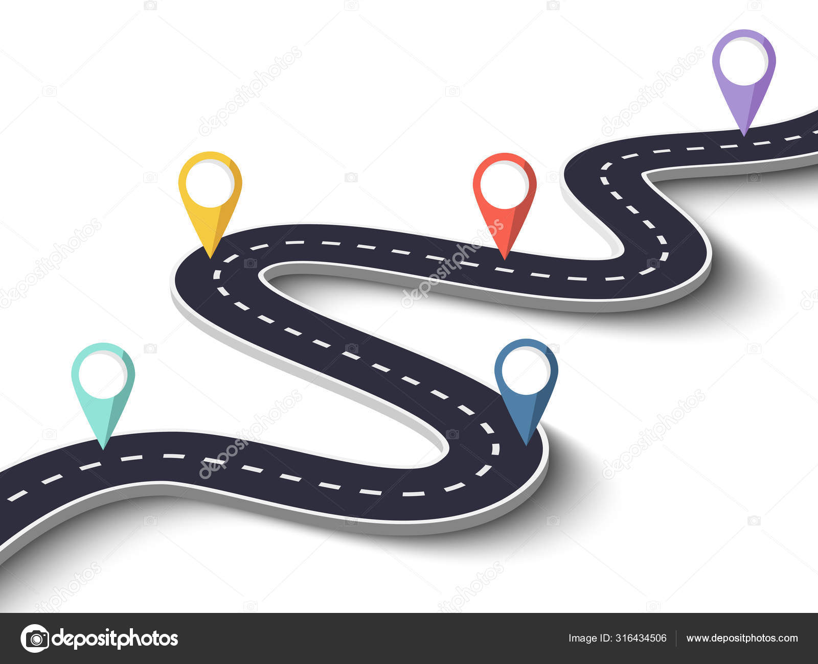 Road Trip Journey Route Winding Road White Isolated Background Flags ... Road Trip Journey Route Winding Road White Isolated Background Flags ...
