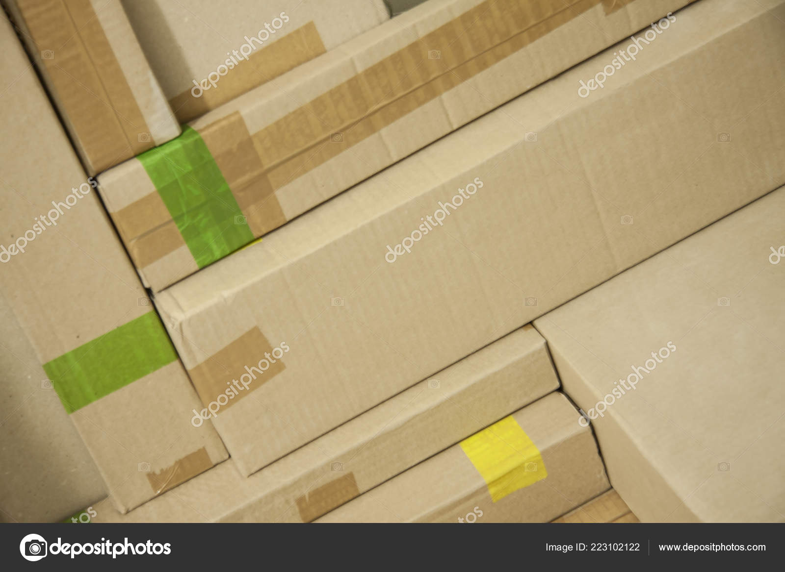 Various cardboard boxes with labels packed for shipment. — Stock Photo ...