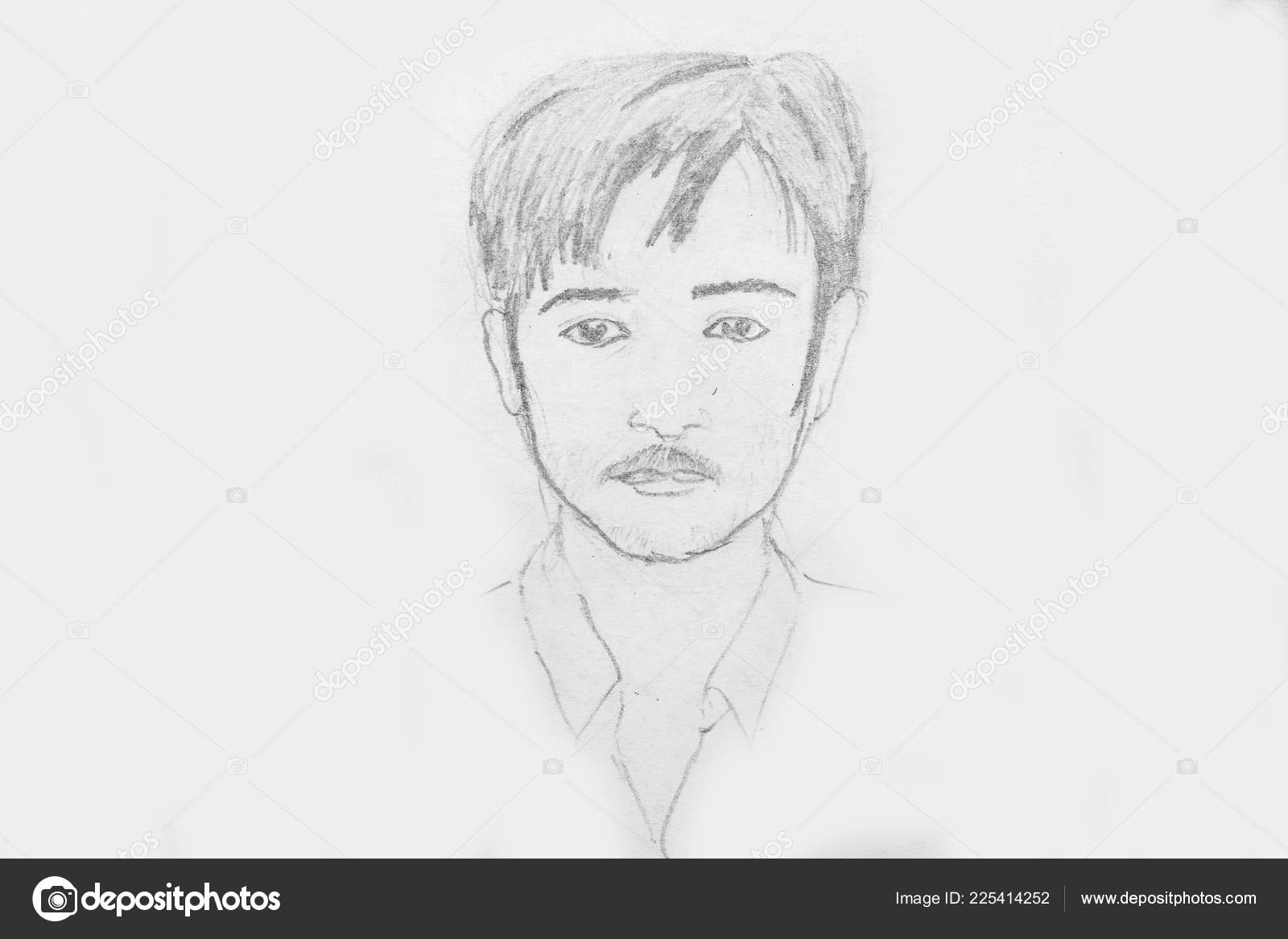 Hand Drawn Portrait Young Man White Background Stock Illustration by ...