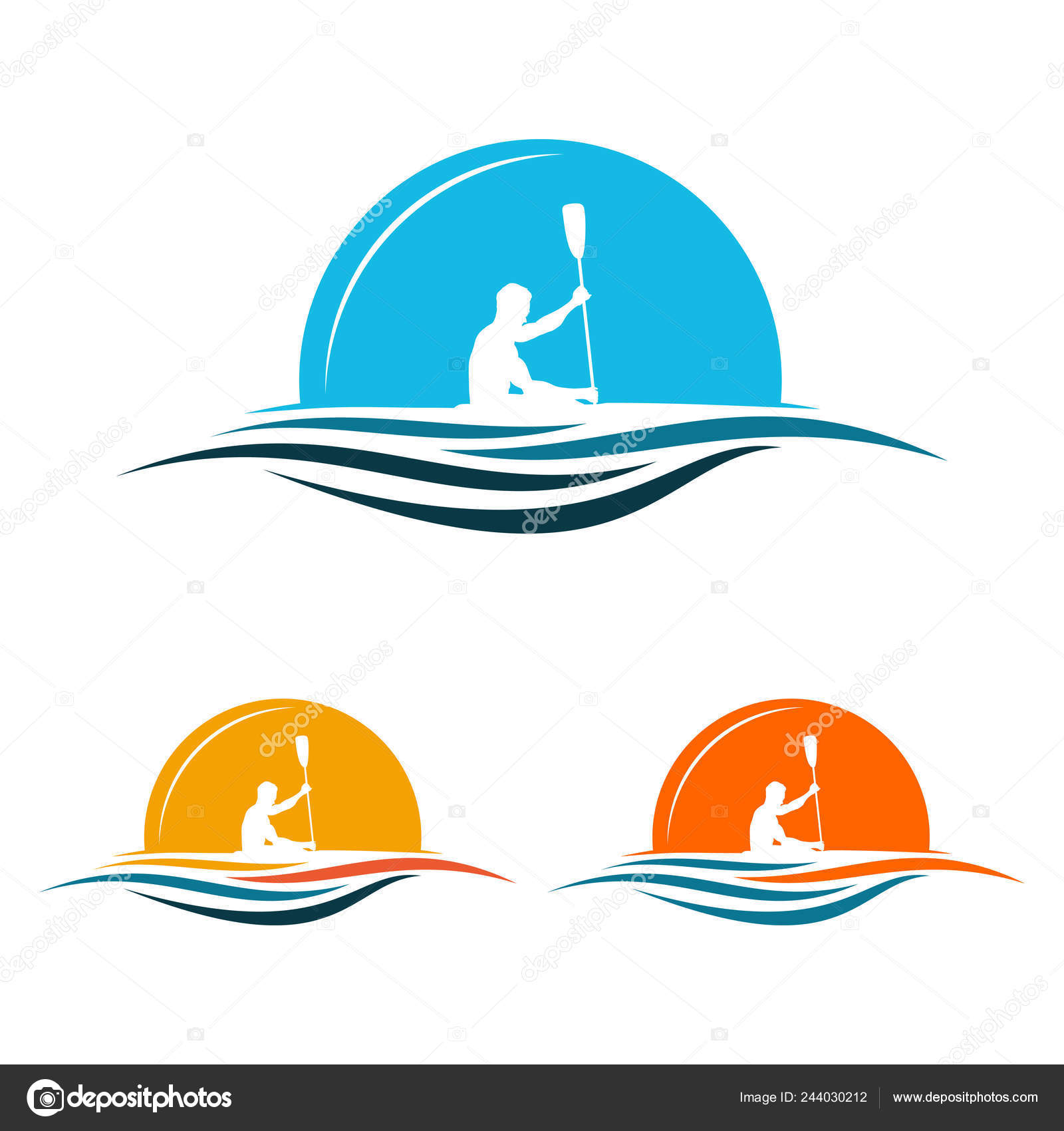 Boat Kayak Paddle Canoe Rowing Sunrise Logo Stock Vector by ©jongjawi ...