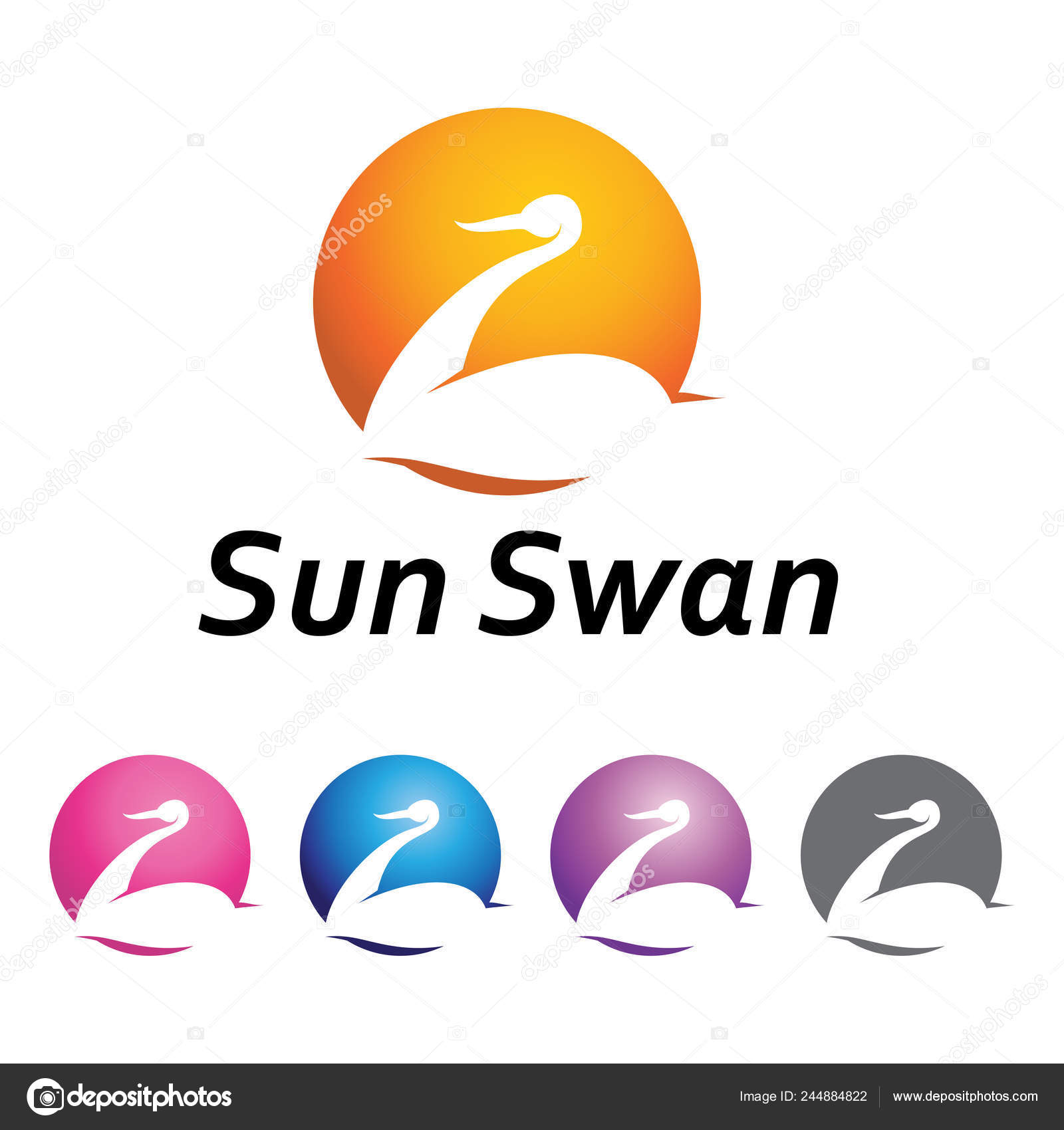 Swan Goose Circle Sun Logo Symbol Stock Vector by ©jongjawi.yahoo.co.id ...