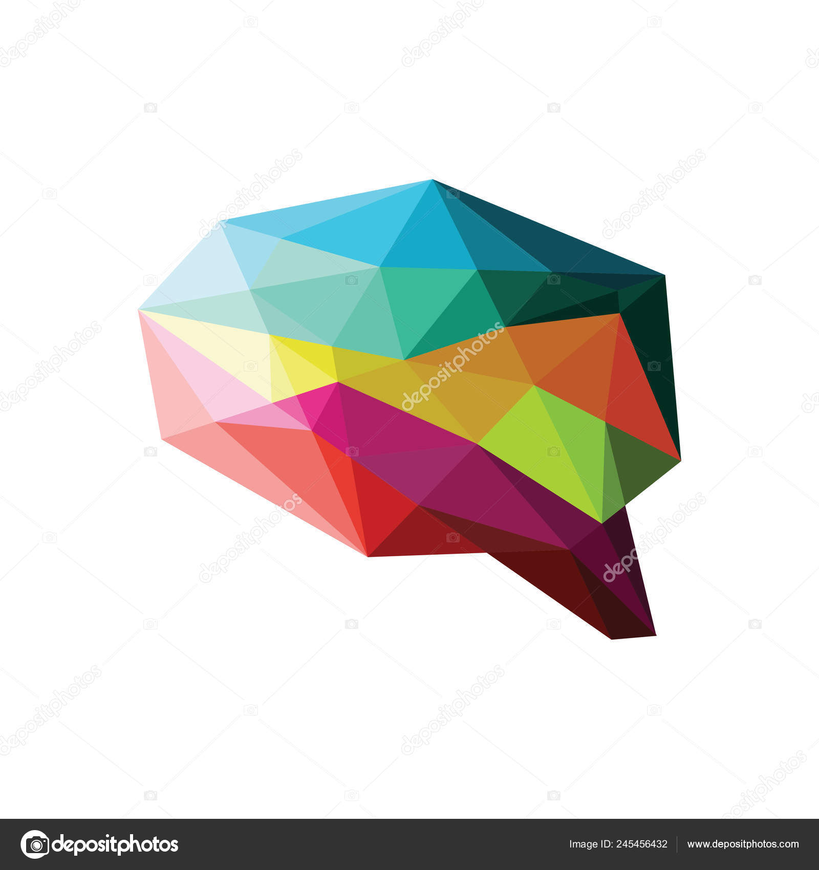 Triangulation Mosaic Geometric Abstract Brain Shape Colorful ...