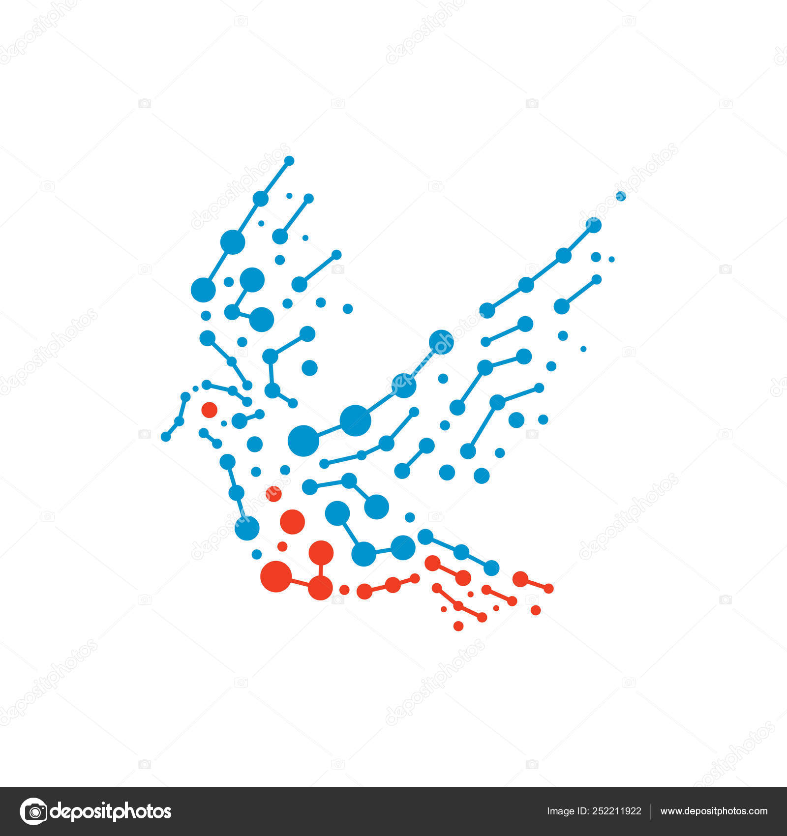 Flying Pigeon Dove Bird Network Technology Logo Illustration Stock ...