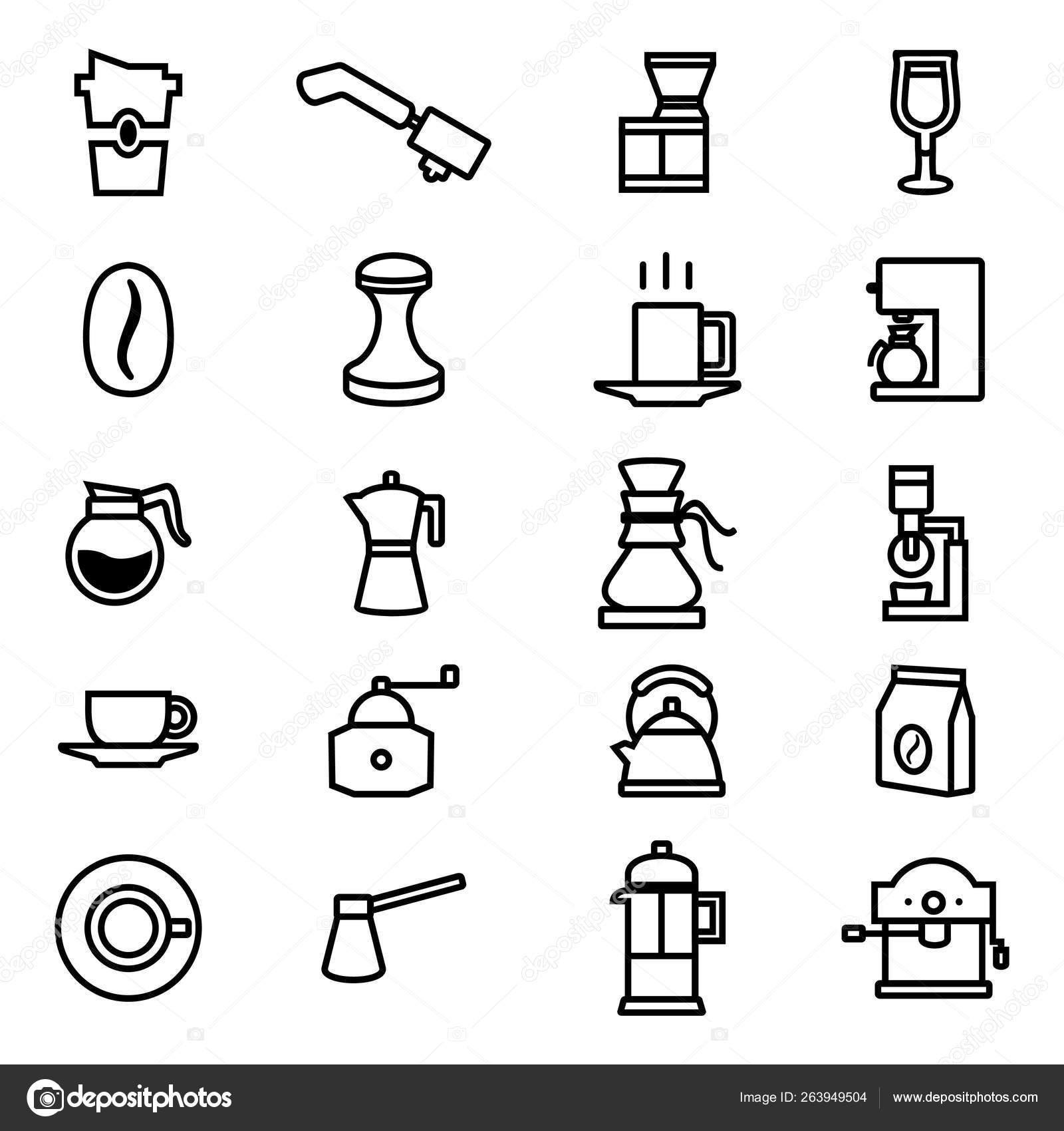 Line Art Coffee Grinder Roaster and Cafe Tools Icon Stock Vector by ...