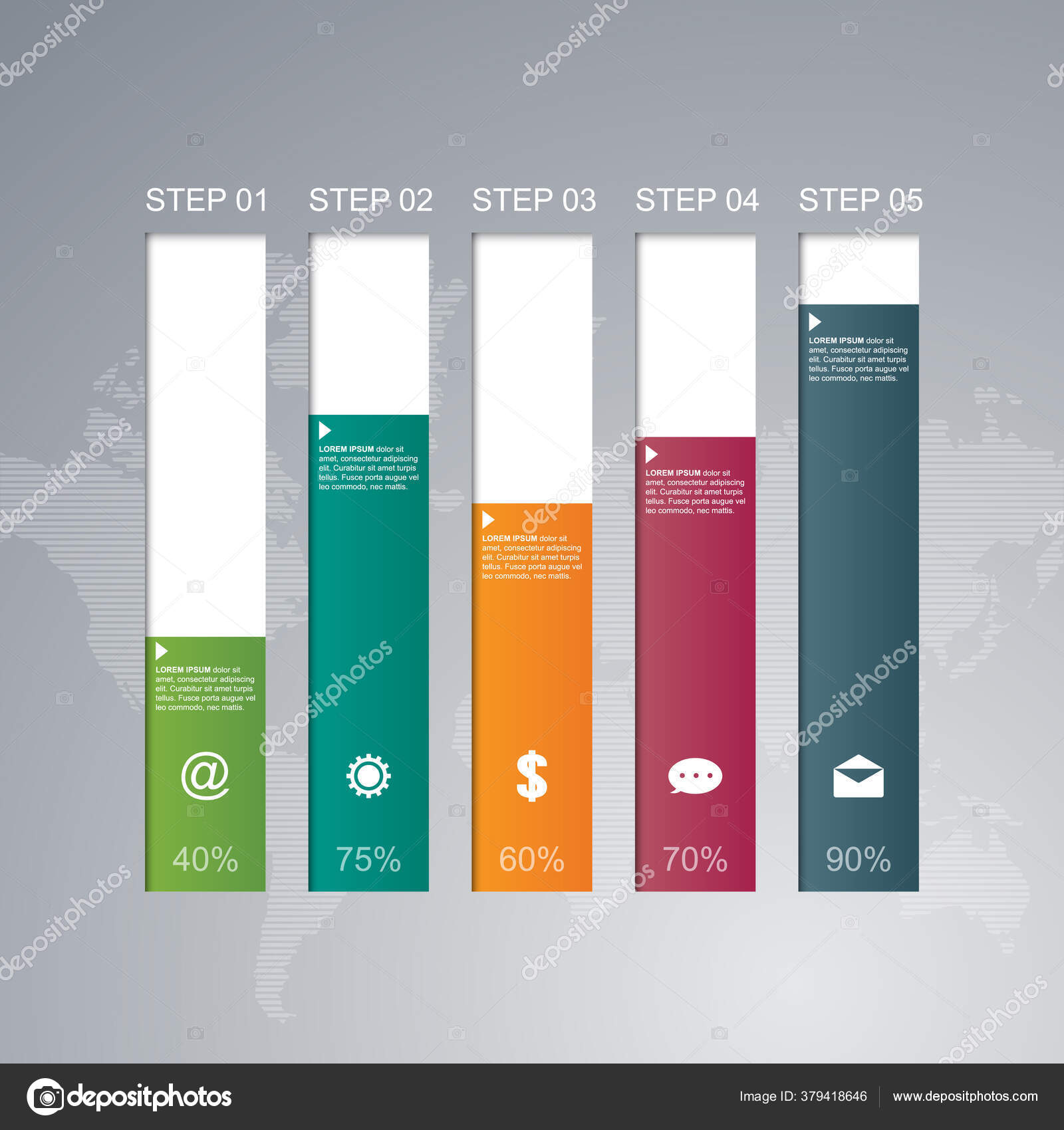 Bar Chart Graph Steps Diagram Statistical Business Infographic ...