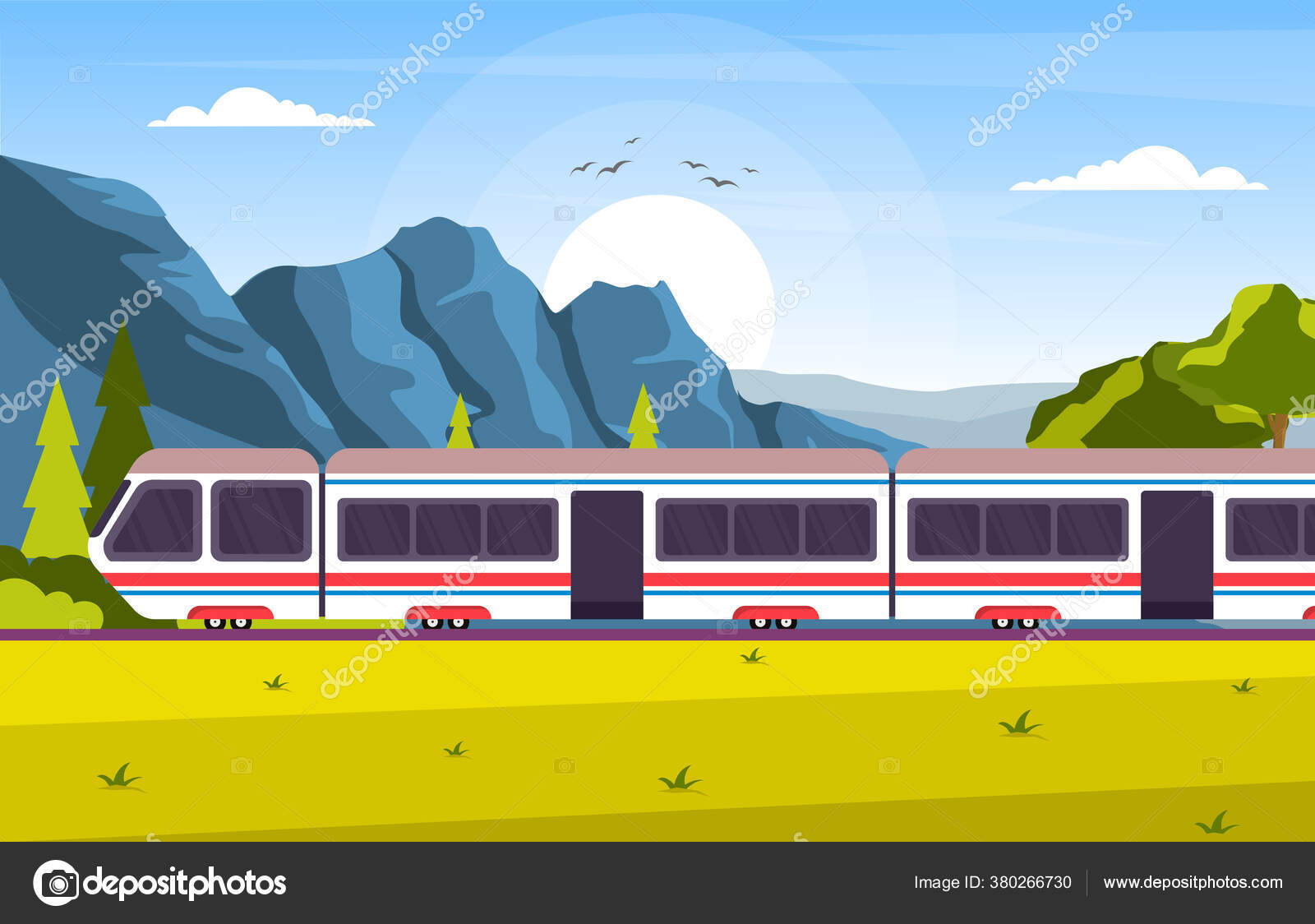 Image vectorielle Chemin Fer Côté Chemin Fer Transport Commun Trajet ...
