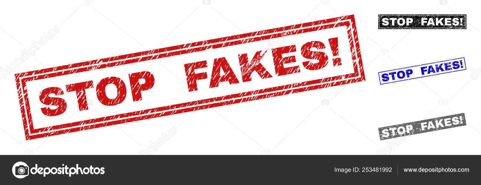 Grunge STOP FAKES exclamation Textured Rectangle Stamps Stock Vector ...