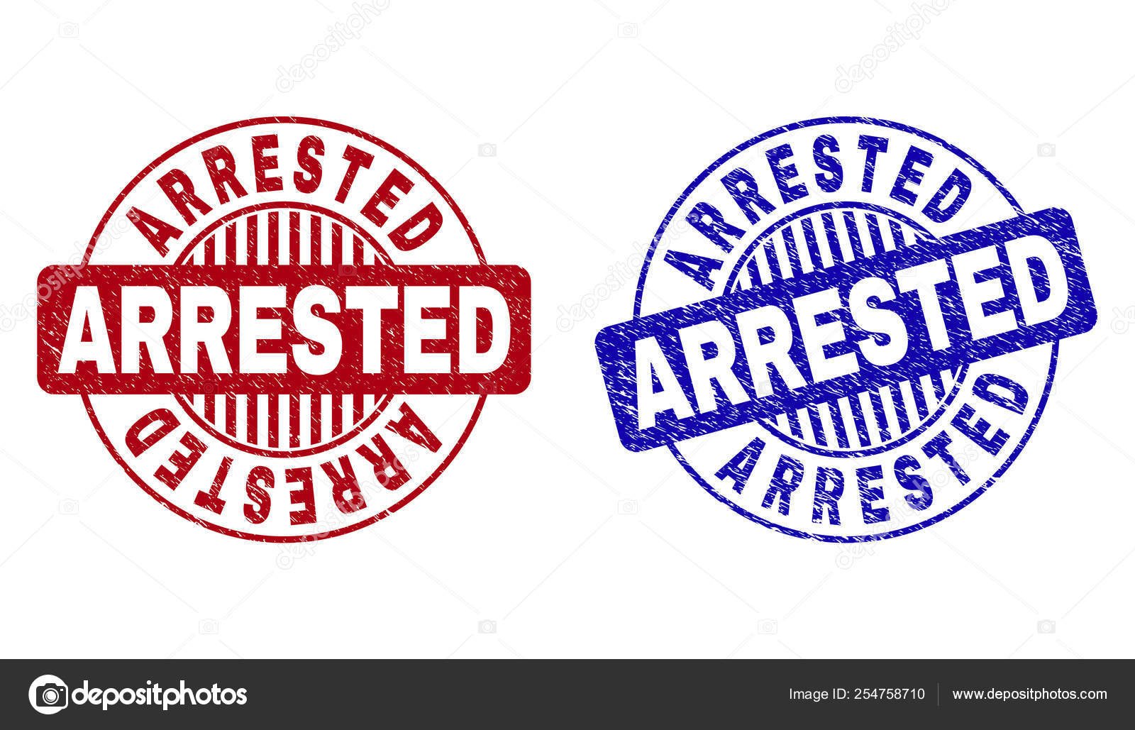 Grunge ARRESTED Textured Round Stamp Seals Stock Vector Image by ...