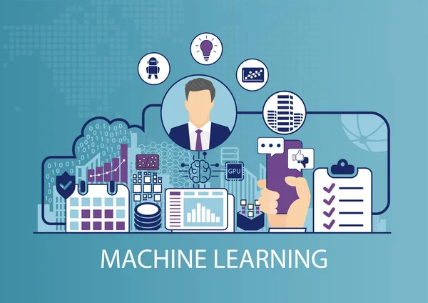 Vector Background Illustration Machine Learning Concept Stock Vector by ...