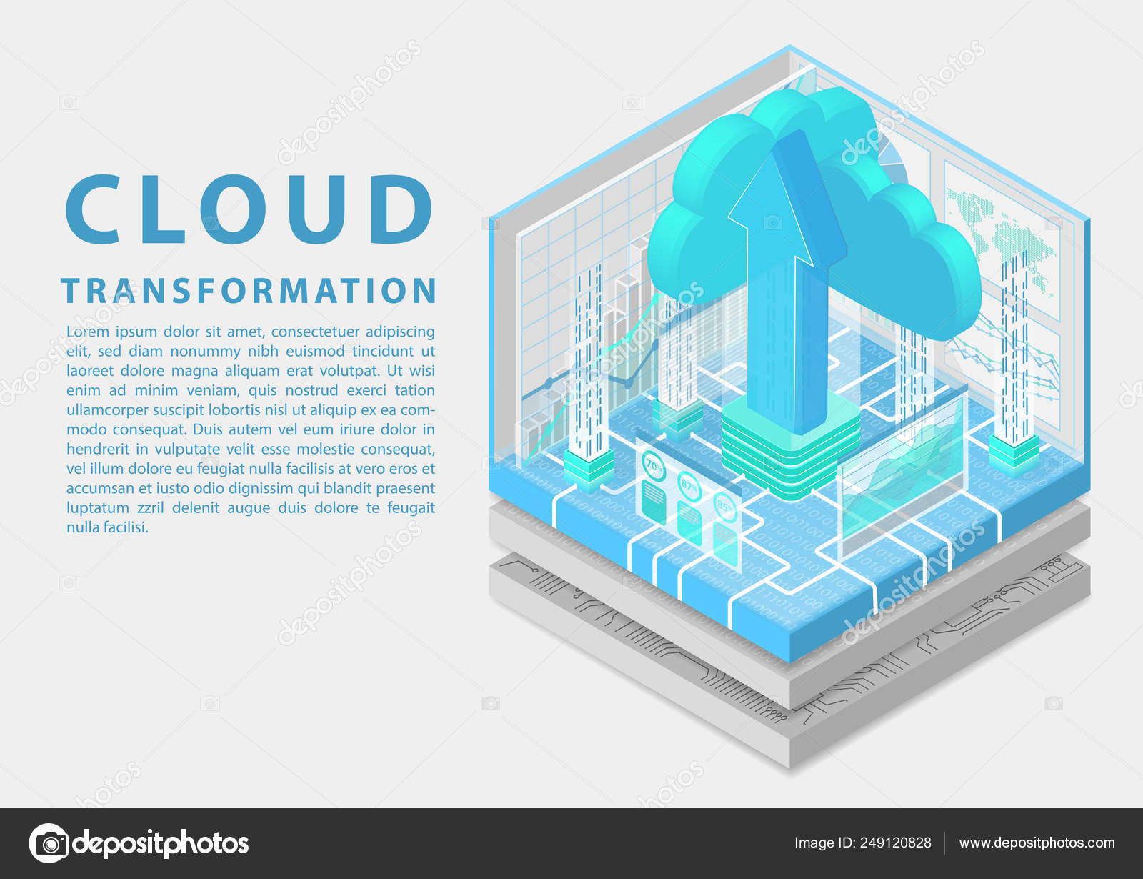 Cloud Transformation Concept Symbol Floating Cloud Upload Arrow ...