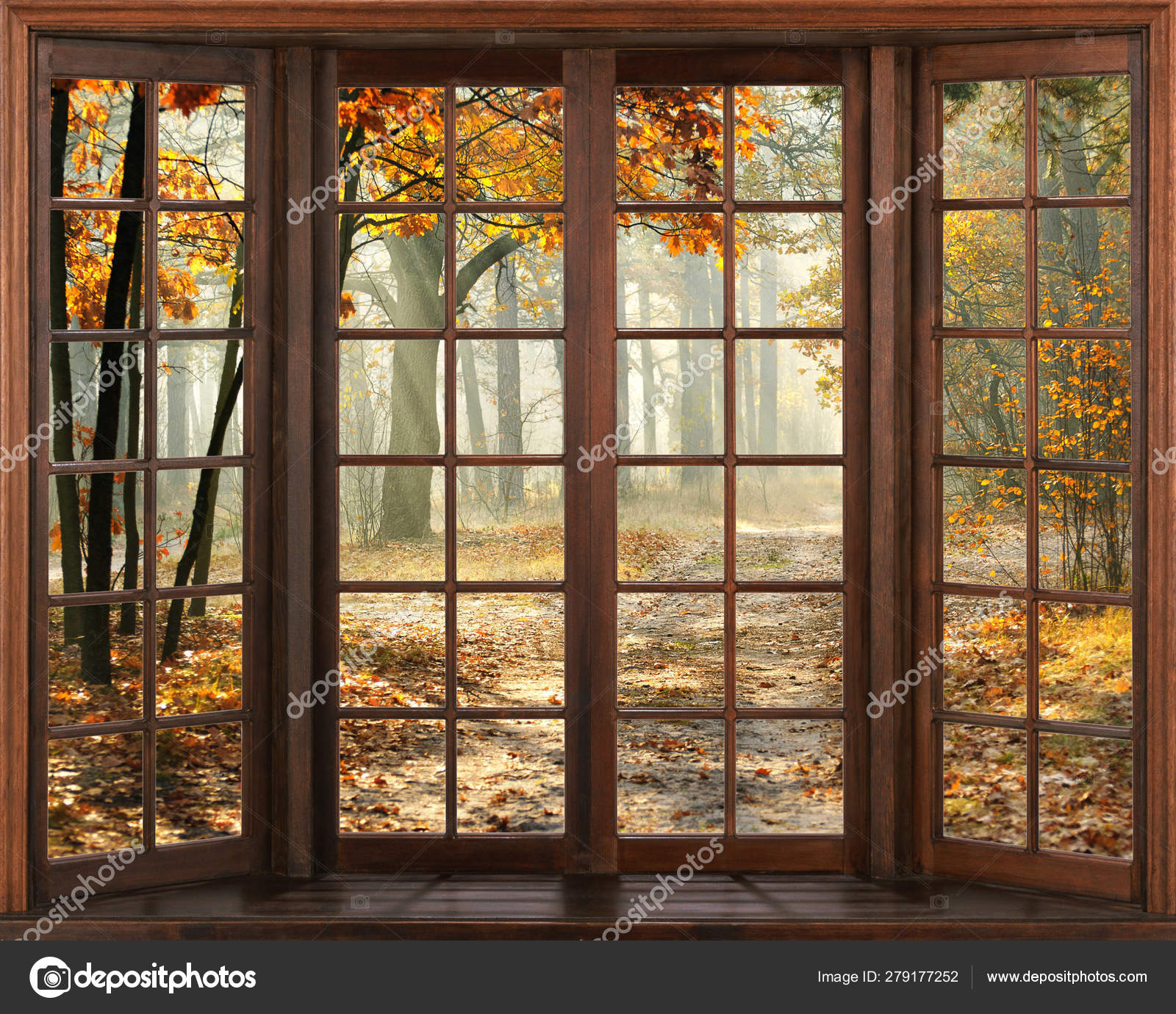 Window View Beautiful View Nature Window Autumn Landscape Stock Photo ...