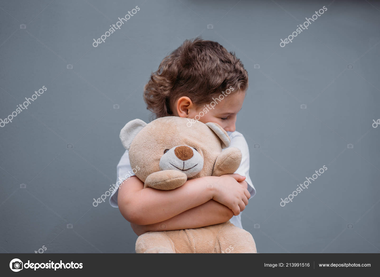 Safety Concept Boy Holding Teddy Bear — Stock Photo © beshtanya@gmail ...