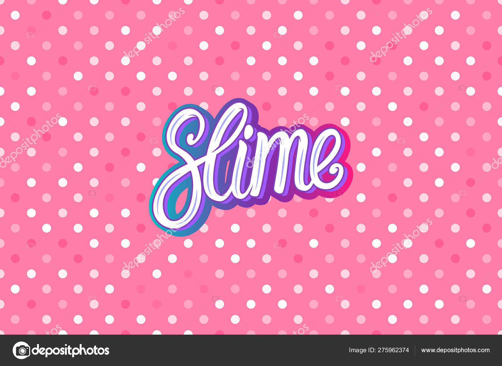 Slime lettering inscription. Pink polka dot texture. Wide Seamless ...