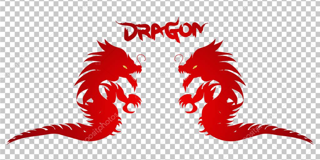 Silueta Dragón Rojo Sobre Fondo Transparente Vector Ilustración Vector ...