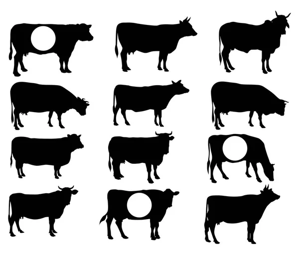 Collection Set Cow Calf Silhouette Isolated White Background Vector ... Collection Set Cow Calf Silhouette Isolated White Background Vector ...