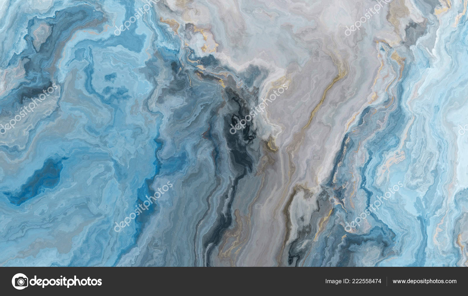 Blue Marble Pattern Grey Gold Inclusions Abstract Texture Background ...