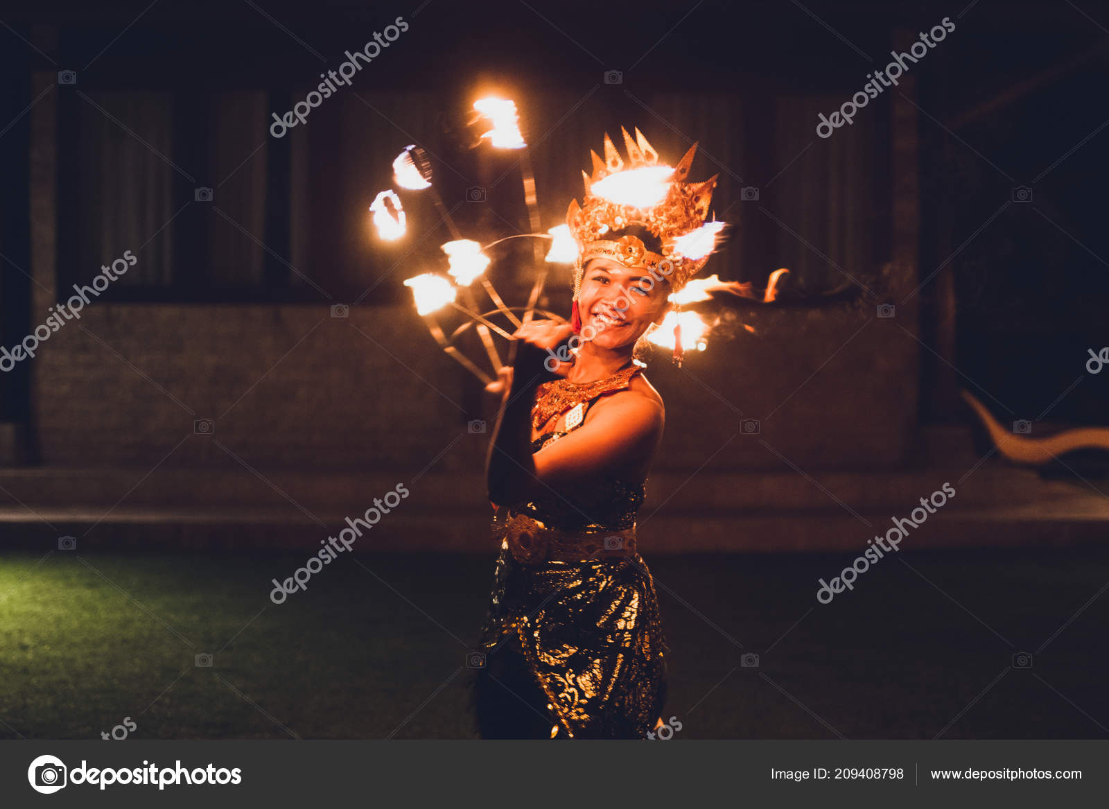 Ubud Indonesia December 2017 Balinese Traditional Dancing Fire Show ...