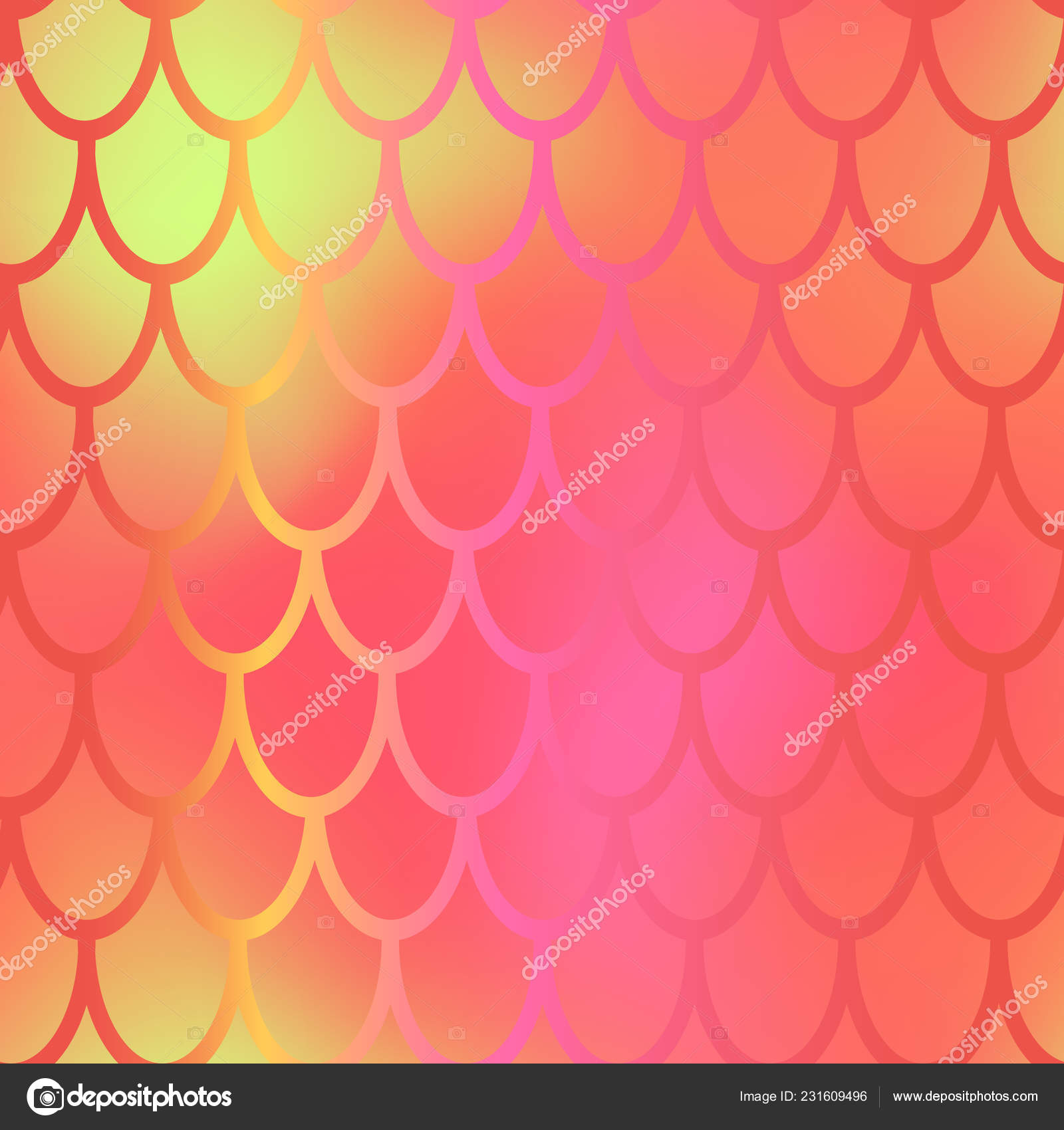 Orange Yellow Mermaid Vector Background Fish Scale Pattern Mermaid ...