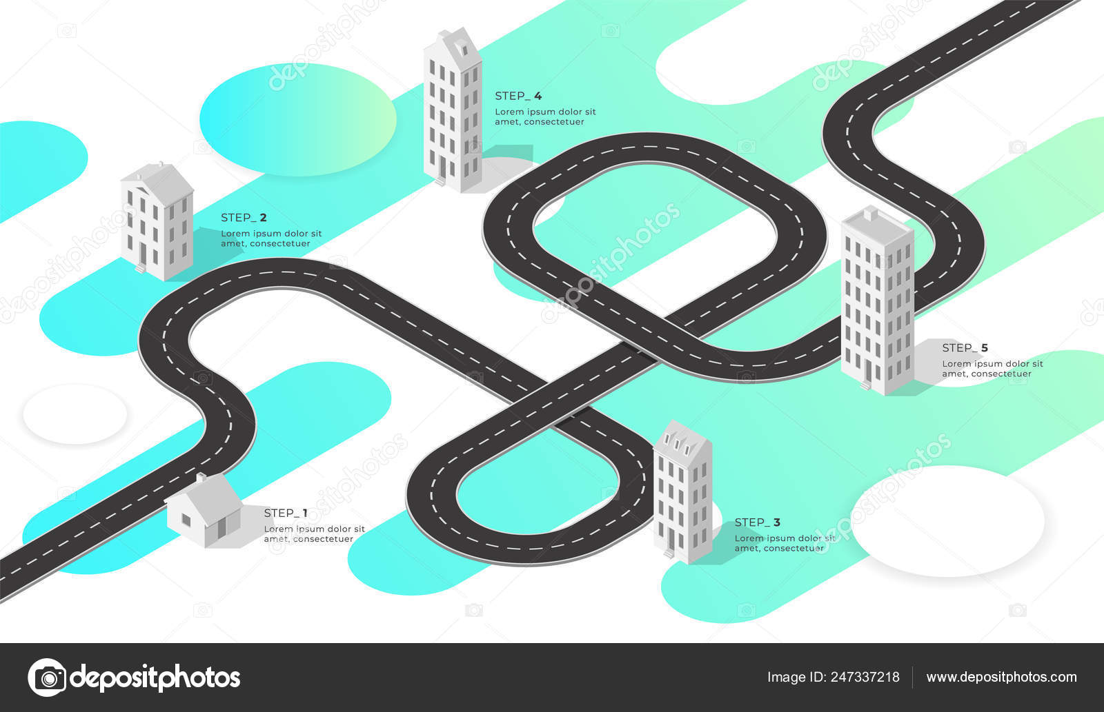 Isometric navigation map infographic. Winding road. Vector illustration ...