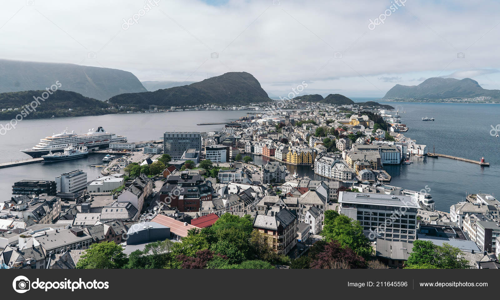 Alesund Town Municipality More Romsdal County Norway Sea Port Noted ...