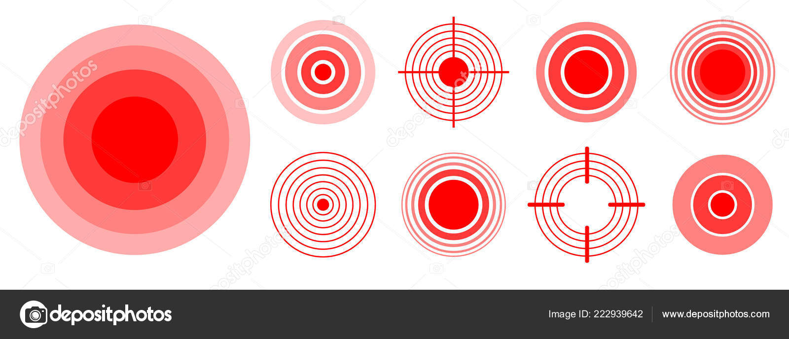 Dolor anillos rojos para marcar las partes dolorosas del cuerpo de la ...