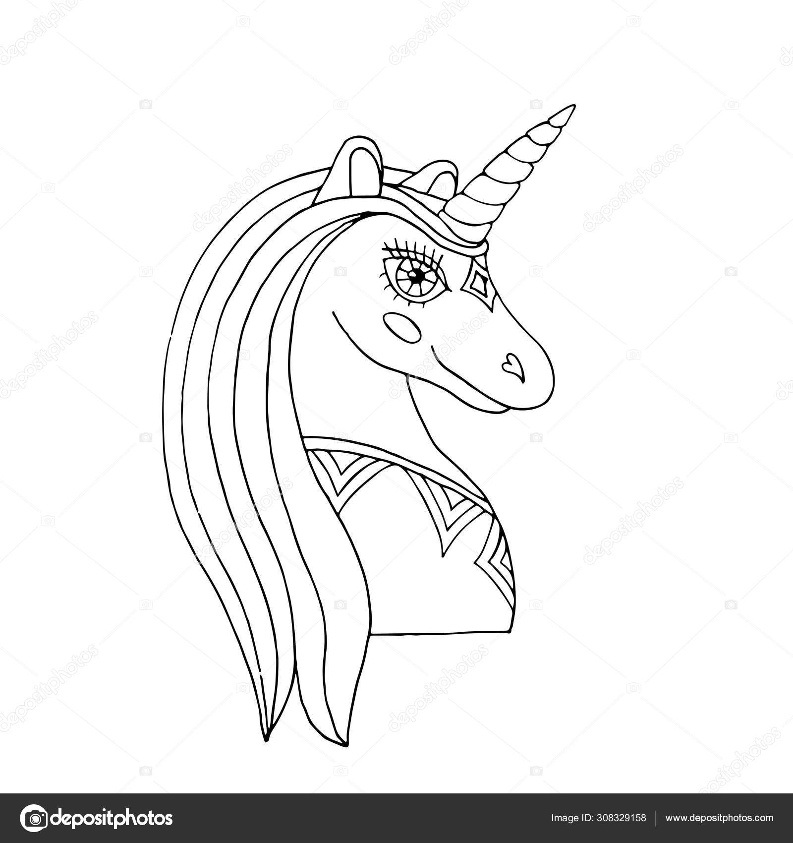 Black line Unicorn for coloring book or page Stock Vector Image by ...