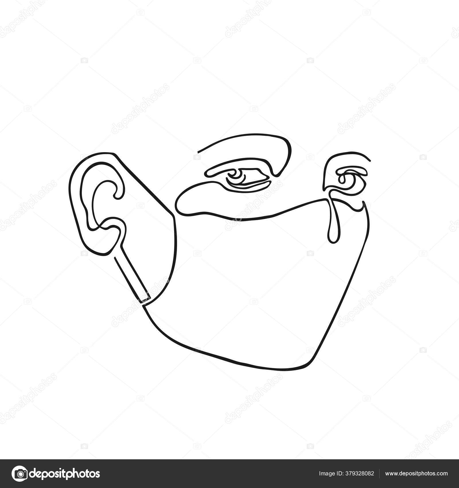 Outline illustration of portpait masked man Stock Vector Image by ...