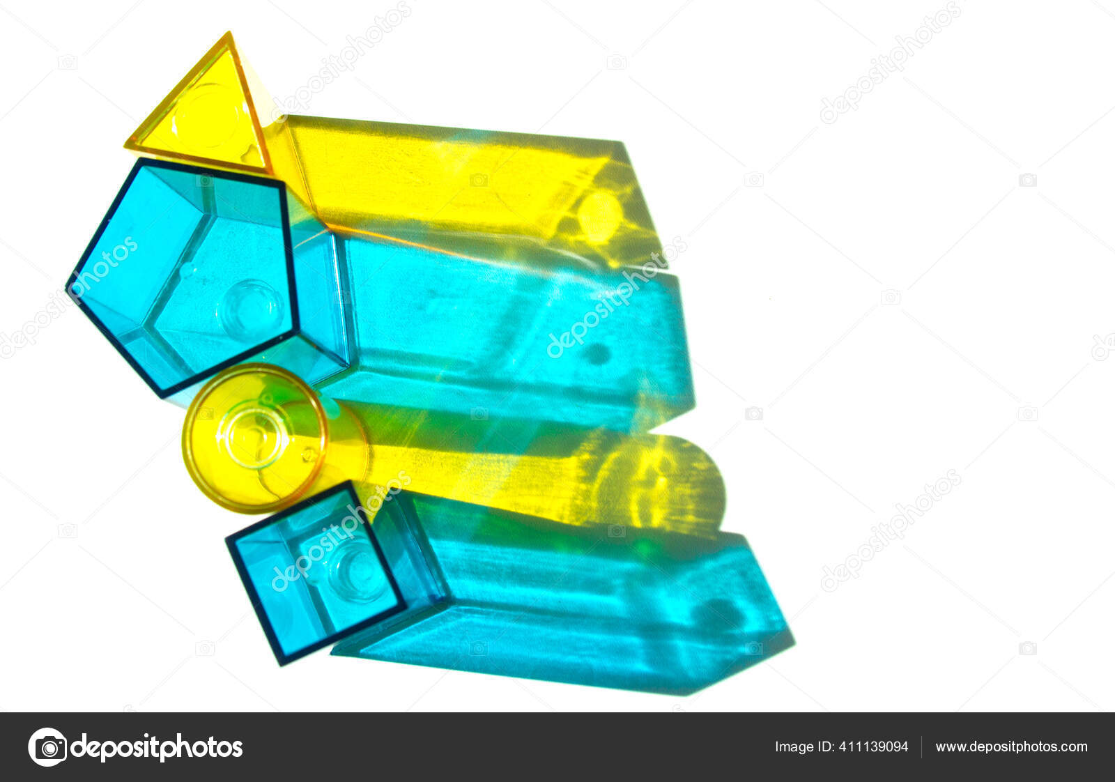 Transparent Geometric Shapes White Background Beautiful Colored Bright ...