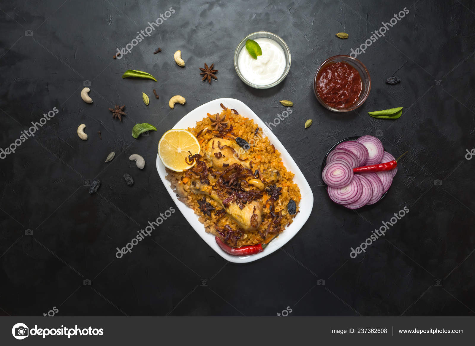 Saudi style spicy chicken and rice dish. Stock Photo by ...