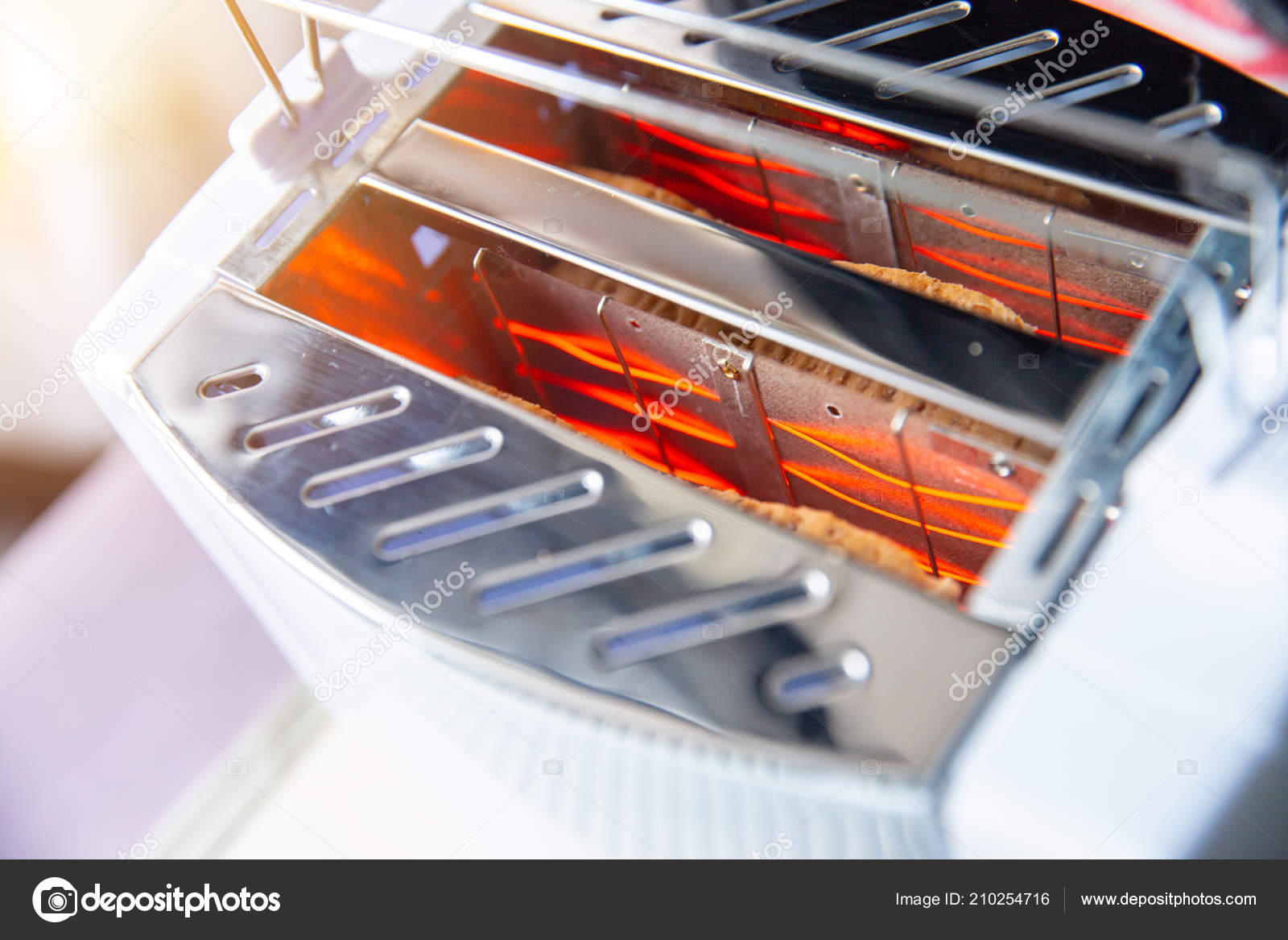 Bread Toaster Cooking Bread Heating Element Glowing Red Hot Filament ...