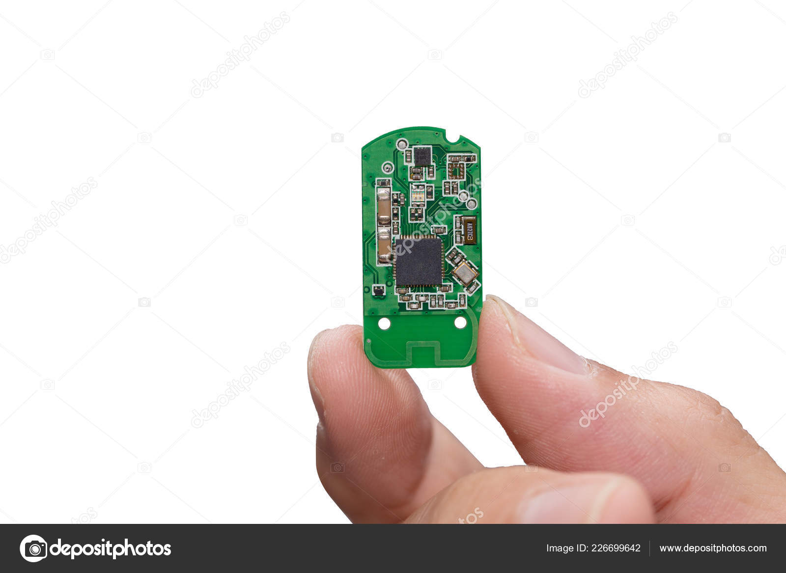 Hand Small Electronic Microchip Microcontroller Isolated White ...